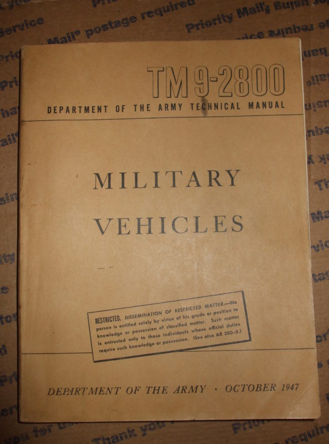 TM 9-2800, DOA TM, Military Vehicles : 1947 – Powder River Ordnance